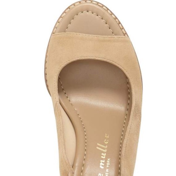 Anthropologie | Shoes | Tan Suede Tie Back Slingback Wedge Sandal ...